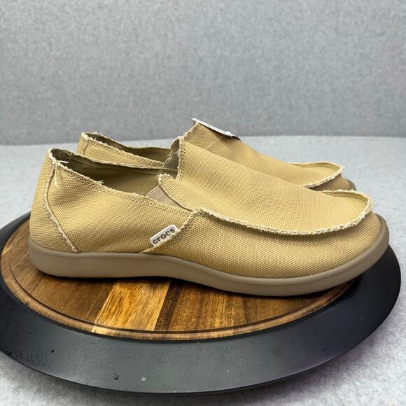 CROCS | Shoes | Crocs Santa Cruz Beige Tan Loafers Mens Size 4 Slip On ...